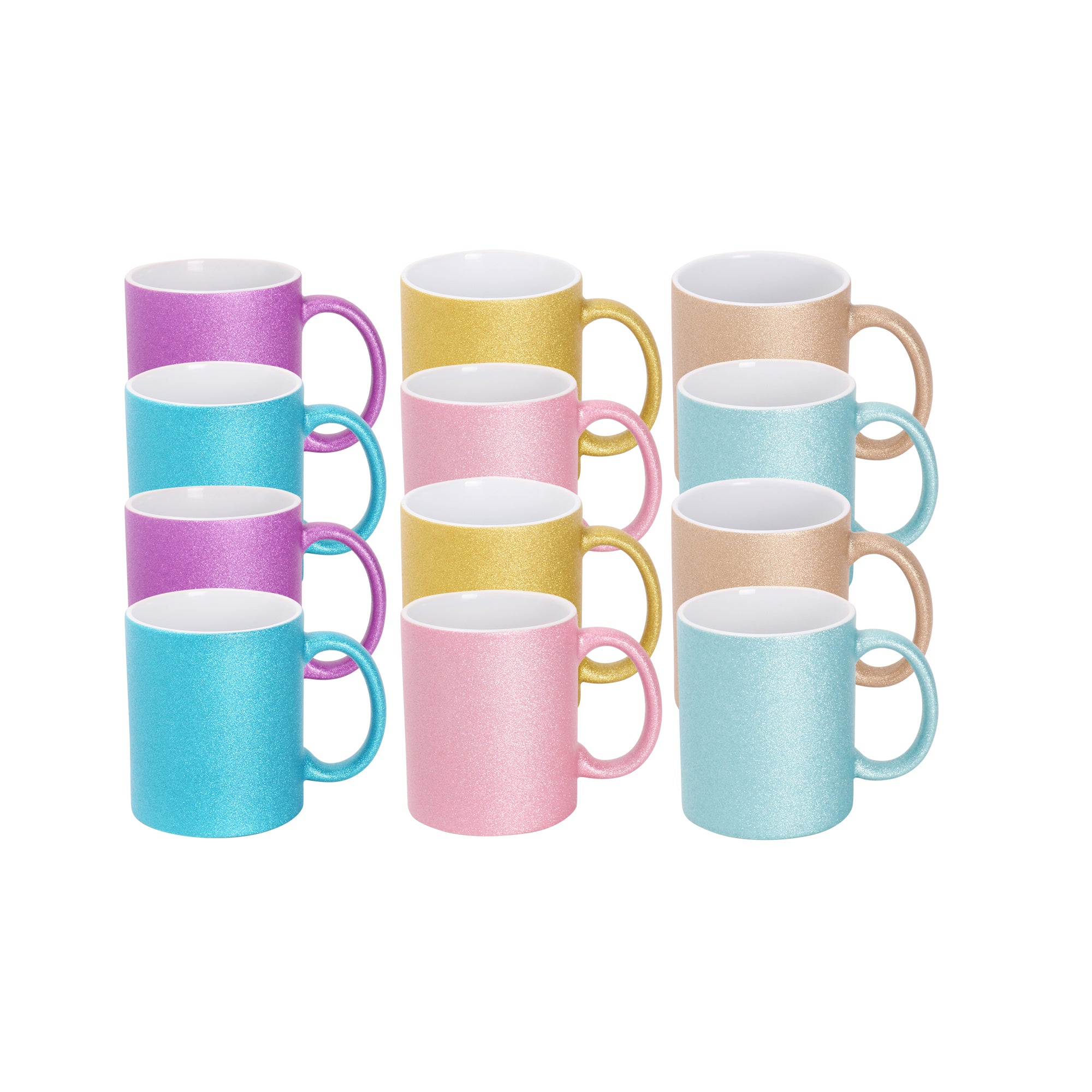 11oz Stoneware Sublimation Mug Set, 12/36pc (6 Sparkling Colors)