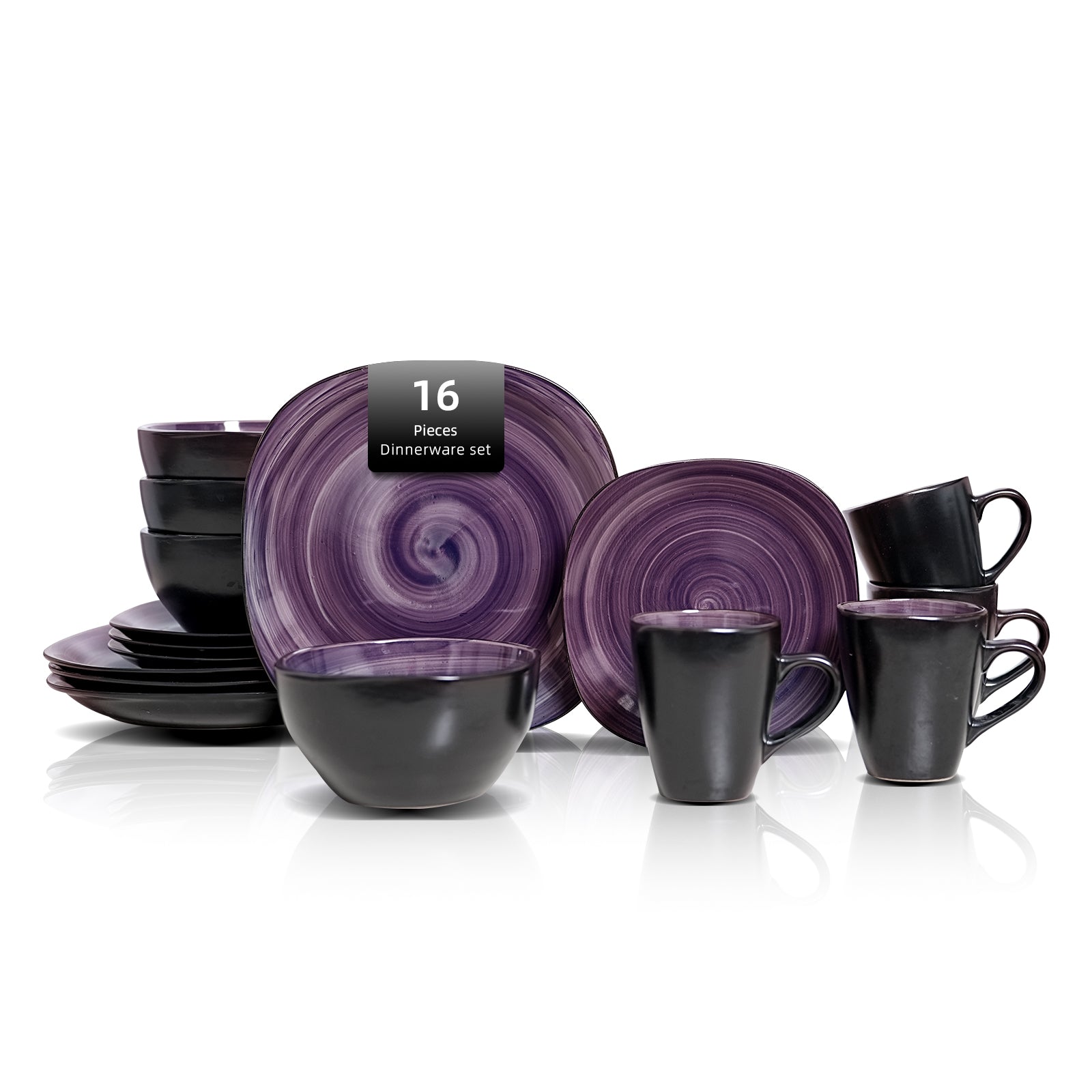 Square Two-Tone Stoneware Dinnerware Set | Modern Dinnerware | HomeVSS